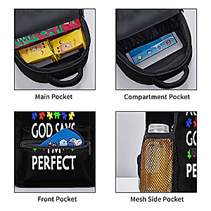 Society Say I'M Autistic God Says I'M Perfect Kids Backpack For Boys Girls Elementary Kindergarten Preschool School Bag Multifunctional Cute Large Capacity Backpack