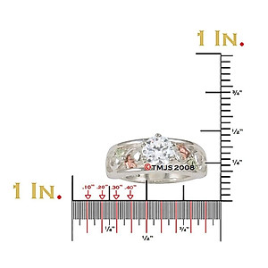 Round Cubic Zirconia Infinity Band, Sterling Silver, 12k Green and Rose Gold Black Hills Gold Size 7