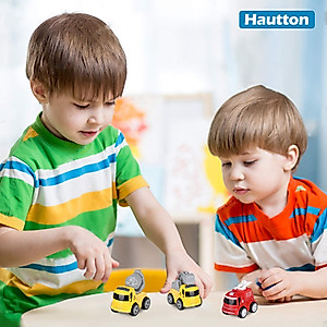 Hautton Diecast Car Vehicles Toy Set, Mini 4 Engineering Vehicles and 4 Fire Trucks Alloy Metal Model Cars Playset Toy Cars Gift for Age 3+ Boys Kids Children