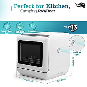 Washine Countertop Dishwasher Machine - Efficient Personal Dishwasher - RV Dishwasher with 5 Speedy Wash Cycles & Air Drying - Apartment Dishwasher with Dual Tank/Faucet Mode