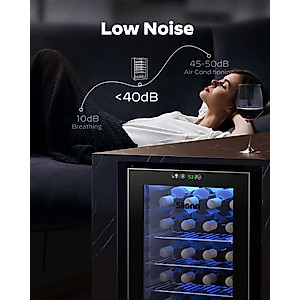Silonn 24 Bottle Wine Cooler/Cabinet Beverage Refrigerator,Small Mini Wine Cellar for Red,White,Champagne or Sparkling Wine,40f-61f Digital Temperature Control Wine Fridge Glass Door