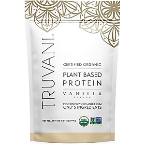 Truvani Vegan Vanilla Protein Powder with Frother & Scoop Bundle - 20g of Organic Plant Based Protein Powder - Includes Portable Mini Electric Whisk & Durable Protein Powder Scoop