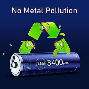 Deleepow Rechargeable AA Batteries USB 3400mWh AA Lithium Rechargeable Batteries 1500 Cycle with USB C Cable 4-Pack