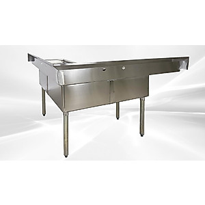 Commercial 3 Compartment Corner Sink, Stainless Steel Kitchen Restaurant ETL NSF