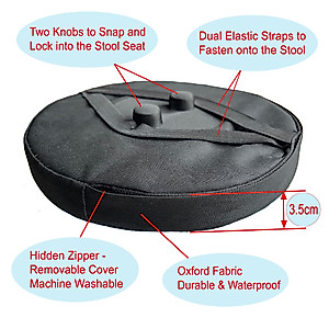 Outward Gear Thick Seat Cushion for Telescopic Stools, Collapsible Stool Chair Pads with Thickened Memory Foam, Fits All Round Retractable Folding Stools (Cushion Only)