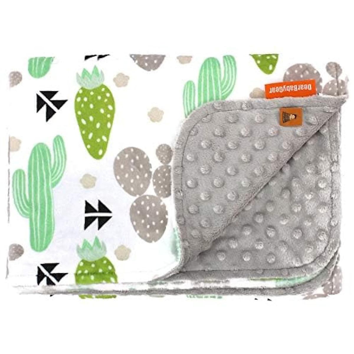 Dear Baby Gear Baby Blankets - Nursery Blankets for Newborn - Crib Bedding - Soft Blanket for Infant - Blanket for Boys & Girls - 40" x 30" (Succulents Cactus Cacti, Light Gray Dot)