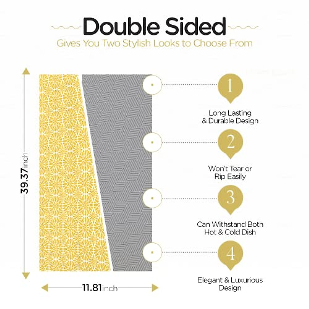 Fennoma Hotrun 2 in 1 Heat Resistant Trivet & Table Runner, 40 Inches Long Trivet for Hot Pots and Pans, Handles Heat Up to 356F, Anti Slip, Waterproof, Ideal for Kitchen Countertops (Ich)