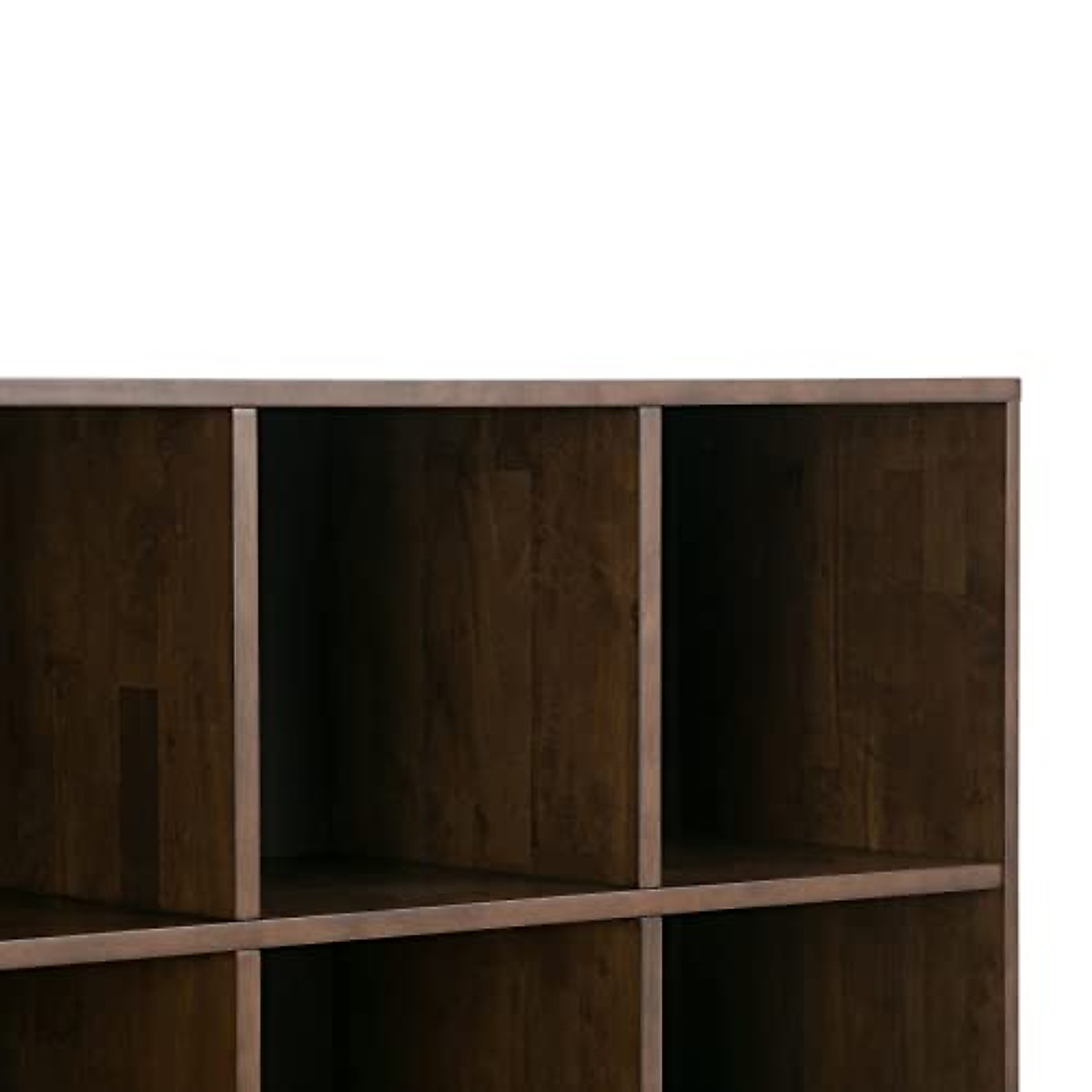 SIMPLIHOME Harper SOLID HARDWOOD 42 Inch Mid Century Modern Cube Storage Bookcase with Drawers in Walnut Brown, For the Living Room, Study Room and Office