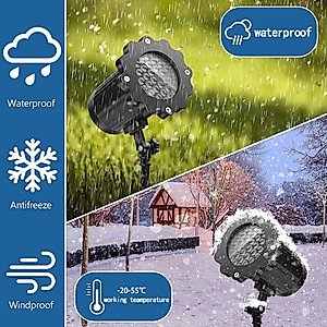 OySeyFo Christmas Light Projector, Snowflake LED Projector Lights with Wireless Remote Timer for Holiday IP65 Waterproof White Snow for Indoor Outdoor Party Home Garden Landscape