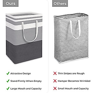 Gray Laundry Basket 75L, Gray Hamper Large Capacity Gradient, Tall Storage Basket with Extended Handles, Laundry Hamper for Clothes and Toys 24.4×15.7×11.8in Clearance #