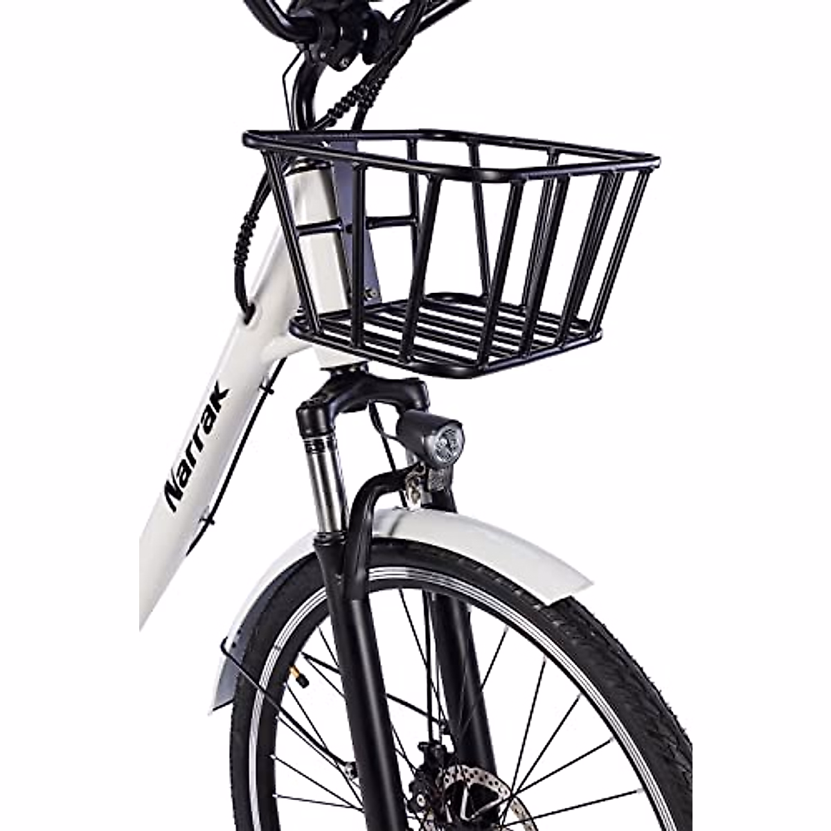 NARRAK 36V 350W 10Ah 26" Step-Thru Electric Bicycle City E-Bike Mountain Bikes Up to 30 Miles Removable Battery, Shimano 7-Speed and Dual Shock Absorber Commuter Bike for Adults (White)