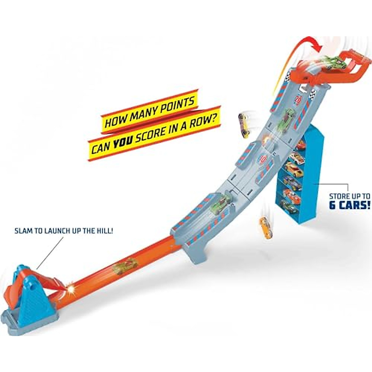 Hot Wheels Toy Car Track Set Hill Climb Champion Playset with 1:64 Scale Vehicle, Launch Uphill to Score Points & Win