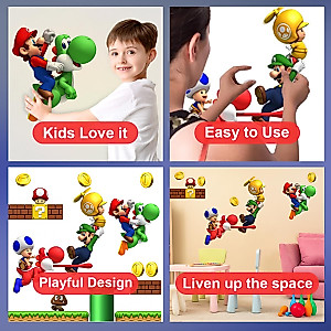Mario Wall Decal Build a Scene Wall Stickers Peel & Stick Super Mario Party Decorations for Kids Room