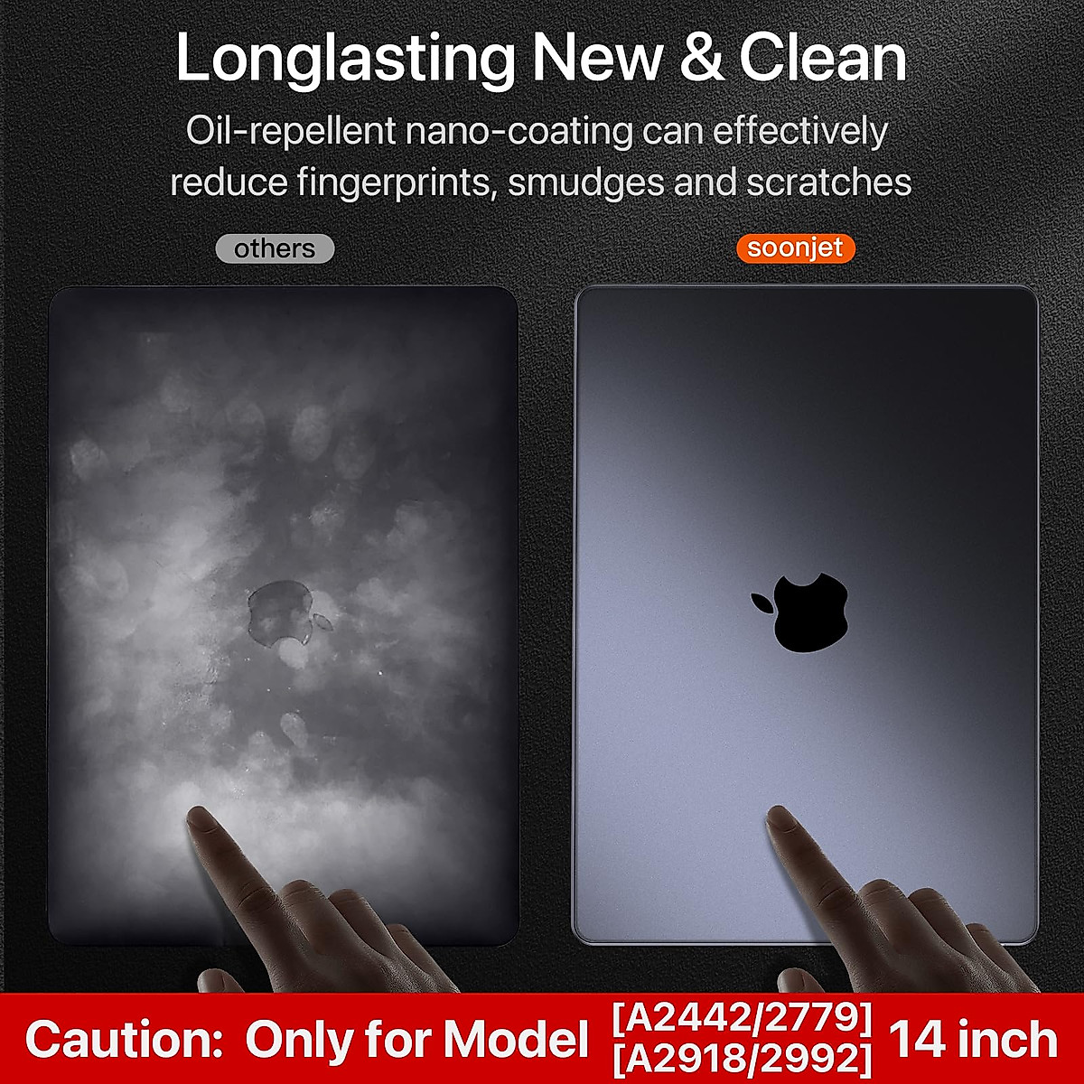 Soonjet for MacBook Pro 14 inch Case 2023-2021 M3 Pro/Max A2918 A2992 M2 A2779 M1 A2442 [100% Match Official Color] [Scientific Slim] Protective Hard Case Matte Cover for Laptop - Space Gray Clear