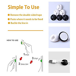 Cable Clips Organizer for Phone Charging Cable, Cable Holder Desktop,Cord Clips for Computer,Charging Cable,USB Cable,Mouse,Headphone Cable,Office, Nightstand,Table,Cubicle,ect.(3 Black+3 White)