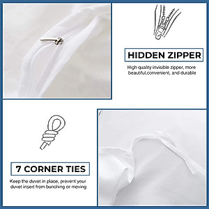 Egyptian Cotton Duvet Cover King Size 1000 Thread Count 1 Duvet Cover & 2 Pillow Shams Long Staple Quilt Silky Soft, Breathable with Zipper -3 Piece All Season Duvet Cover Set for Comforter (White)