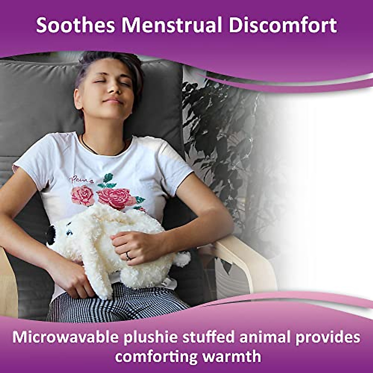 Large Microwavable Stuffed Animal Heating Pad | Menstrual Period Heating Pad for Cramps with Millet Seeds Bag & Soft Plush Fabric - Warm & Cozy Dog, Soothing Comfort for Adults, Teens and Kids