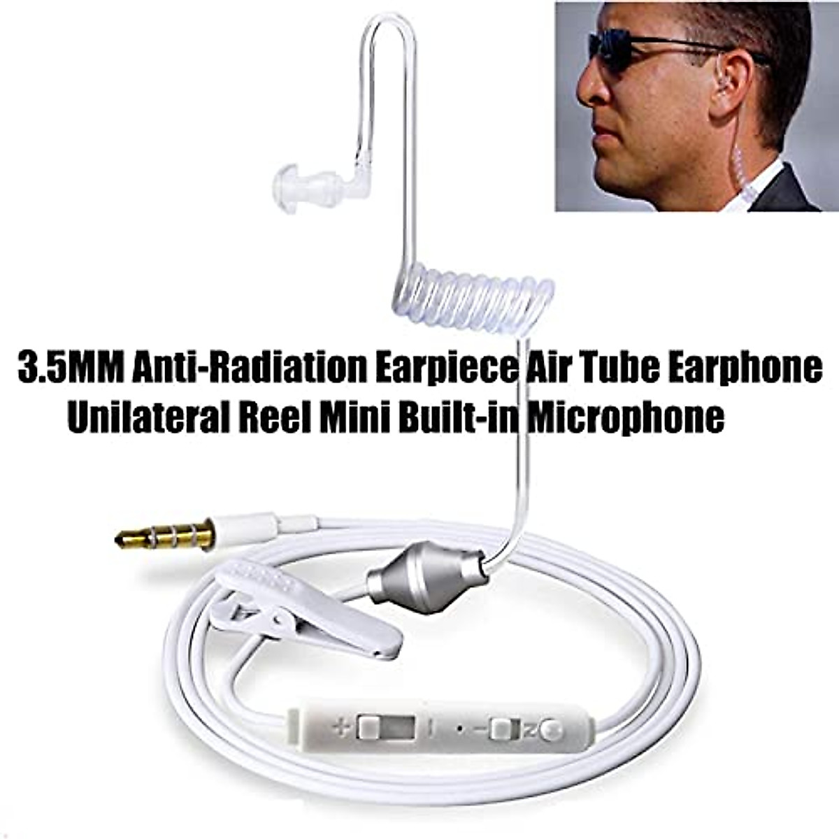 Hilitand Earphone,Wireless Bluetooth Monaural 3.5mm Headphone Air Tube in Ear Antiradiation Earphone Stereo Headset,Flexible and Durable