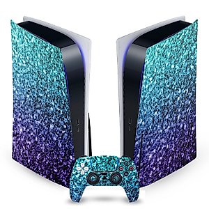 Head Case Designs Officially Licensed PLdesign Aqua Blue Art Mix Vinyl Faceplate Sticker Gaming Skin Decal Cover Compatible With Sony PlayStation 5 PS5 Disc Edition Console & DualSense Controller