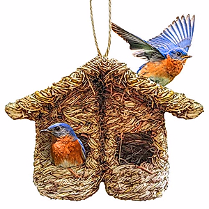 Meric Bird 2-Pocket Roosting Hut, for Hermit Crab, Hamster, Crested Gecko, Snake, Ball Python Shelter and Hideaway for Small Birds