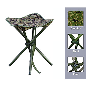 JSHANMEI Camping Stool Portable Folding Stool for Outdoor Hiking Fishing Travel Deluxe 4 Leg, Support 300 lbs