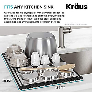 Kraus KRM-10BR Kore Multipurpose Over-Sink Roll-Up Dish Drying Rack, 21 Inch-Regular, Brown