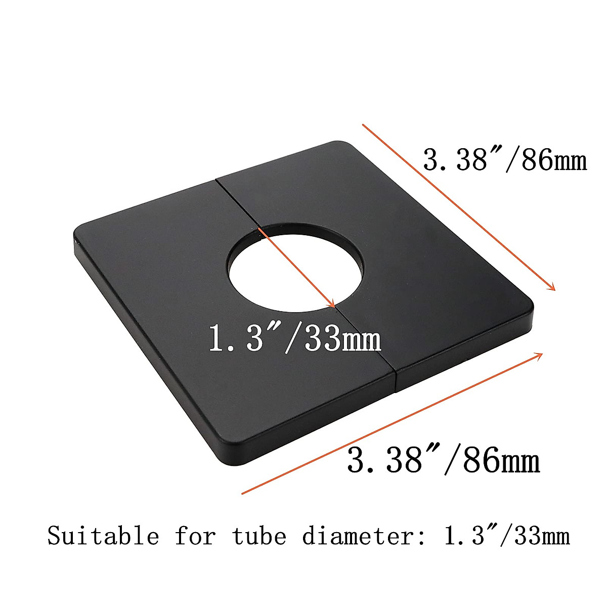 Tsnamay 4 Pcs Wall Split Flange, ABS Square Self-Adhesive Escutcheon Plate Buckles Design for 1.3"/33mm Diameter Pipe