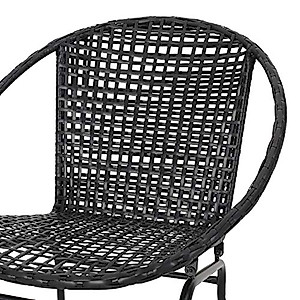 Jacqueline Outdoor Modern Faux Rattan Club Chair (Set of 2), Black