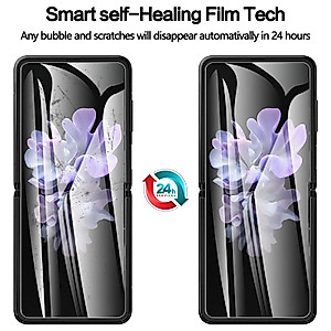 YWXTW [2+2 Pack] for Samsung Galaxy Z Flip 3 Inside EPU Screen Protector + Camera Lens Protector Tempered Glass, Upgraded Ultra-Thin Bubble Free HD Clarity Protective Coverage Scratch Resistant