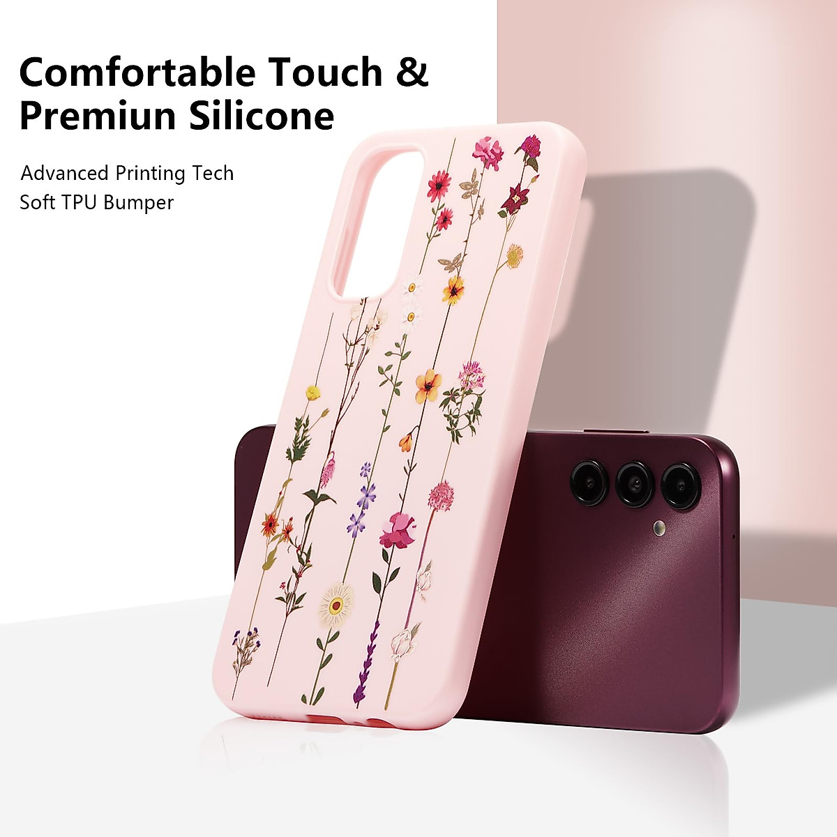 ZTOFERA Floral Case for Samsung Galaxy A34 5G,Clear Cute Flower Pattern Case for Girls Women,Flexible Silicone Protective Slim Shockproof Bumper Phone Cover for Samsung Galaxy A34 5G,Pink