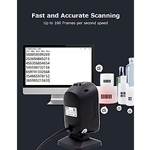 TEEMI Handsfree 2D QR Desktop Barcode Scanner, 1D Handheld Automatic Omnidirectional USB Reader CMOS Image Sensor, Wall Mountable Large Scanning Window Capture Screen Codes, TMSL-72
