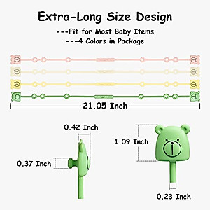 4 Packs Toy Safety Straps, Silicone Pacifier Clips, Stretchable Adjustable Baby Teether Straps, Pacifier Leashes, Keep Toys Clean, Toddler Cups Straps, for Stroller, High Chair, Crib, Car Seat, etc.