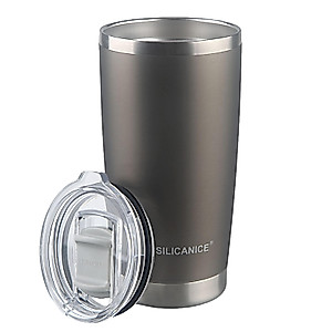 Metal Gray Soft Touch 20oz Stainless Steel Insulated Tumbler with Lid - Spill Proof Coffee Cup,Dishwasher Safe Mug,Durable Thermal Cup for Hot & Cold Beverages,Smoothies Water Bottle For Men