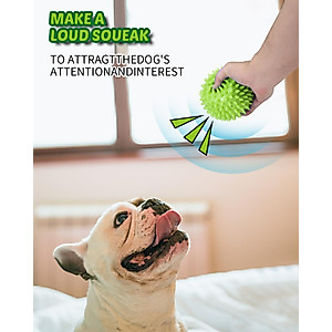 Pweituoet 3.5” Spike Dog Balls with Squeaky, Thicker and Durable, 2 Pack Dog Chew Toys Clean Teeth Training for Puppy Small Medium Large Dogs, Dog Ball Toys for Aggressive Chewers