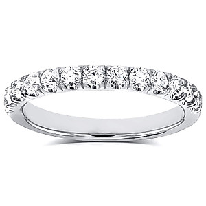 Kobelli Flame French Pave Lab Grown Diamond Comfort Fit Womens Wedding Band 1/2 CTW 14k White Gold (DEF/VS), 8.5
