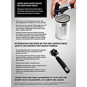 Zulay Smooth Edge Can Opener With Stainless Steel Blades - Ergonomic Grip Soft Edge Manual Can Opener - Smooth To Operate Hand Can Opener With Large Turn Knob - No Sharp Edges or Cuts