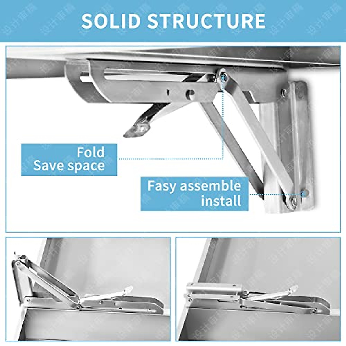 Concession Shelf- 48L x 12W Inch Stainless Steel Foldable Perfect for Food Truck, Trailer and Window Service