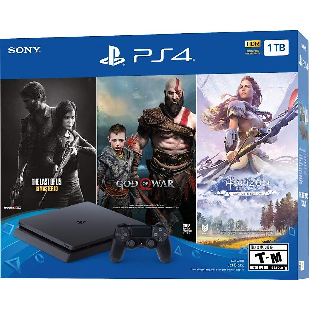 Newest Flagship Sony Play Station 4 2TB SSHD Only on Playstation PS4 Console Slim Bundle - 3X Games (The Last of Us, God of War, Horizon Zero Dawn) 2TB SSHD Fast Boot Incredible Games -Jet Black