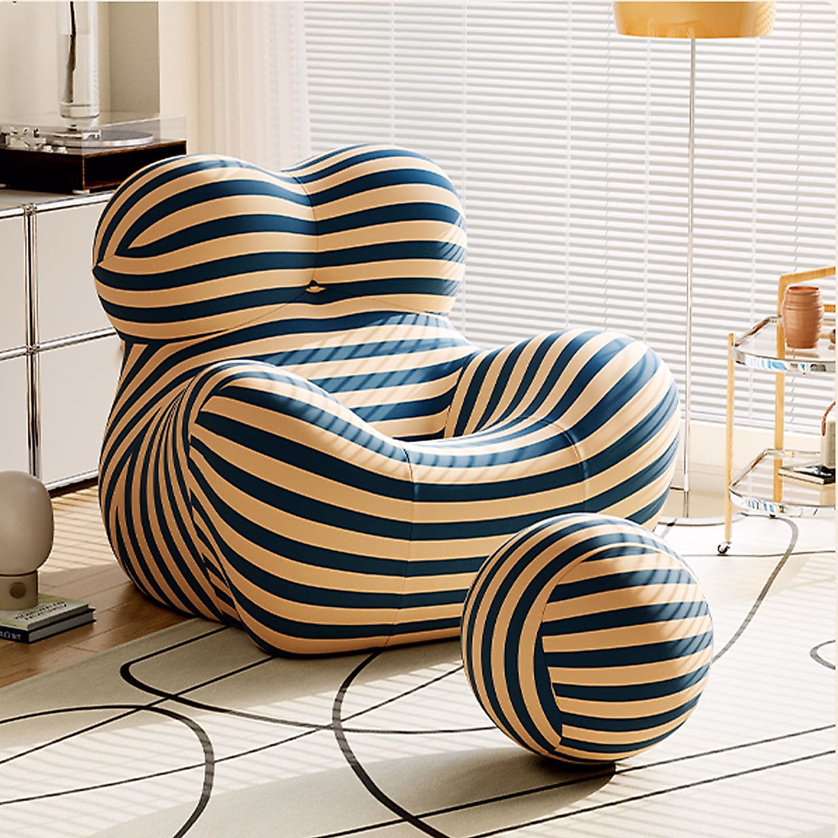 ESRADA Lazy Chair with Ottoman, Modern Soft Reading Chair Accent Contemporary Lounge Leisure Sofa Chair,Large Wrap-Around Armrests Lazy Sofa Chair