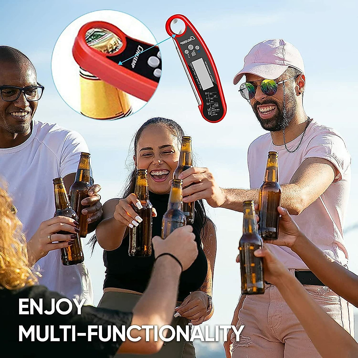 Meat Thermometer-Food Thermometer Compatible Bottle Cap Opening,Used for Cooking Kitchen Candy Meat Digital Thermometer,Instant Read Meat Thermometer for Oil Deep Fry BBQ Grill Smoker