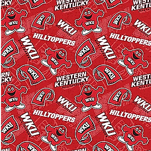 Western Kentucky University Cotton Fabric by Sykel-Licensed WKU Hilltoppers Tone on Tone Cotton Fabric