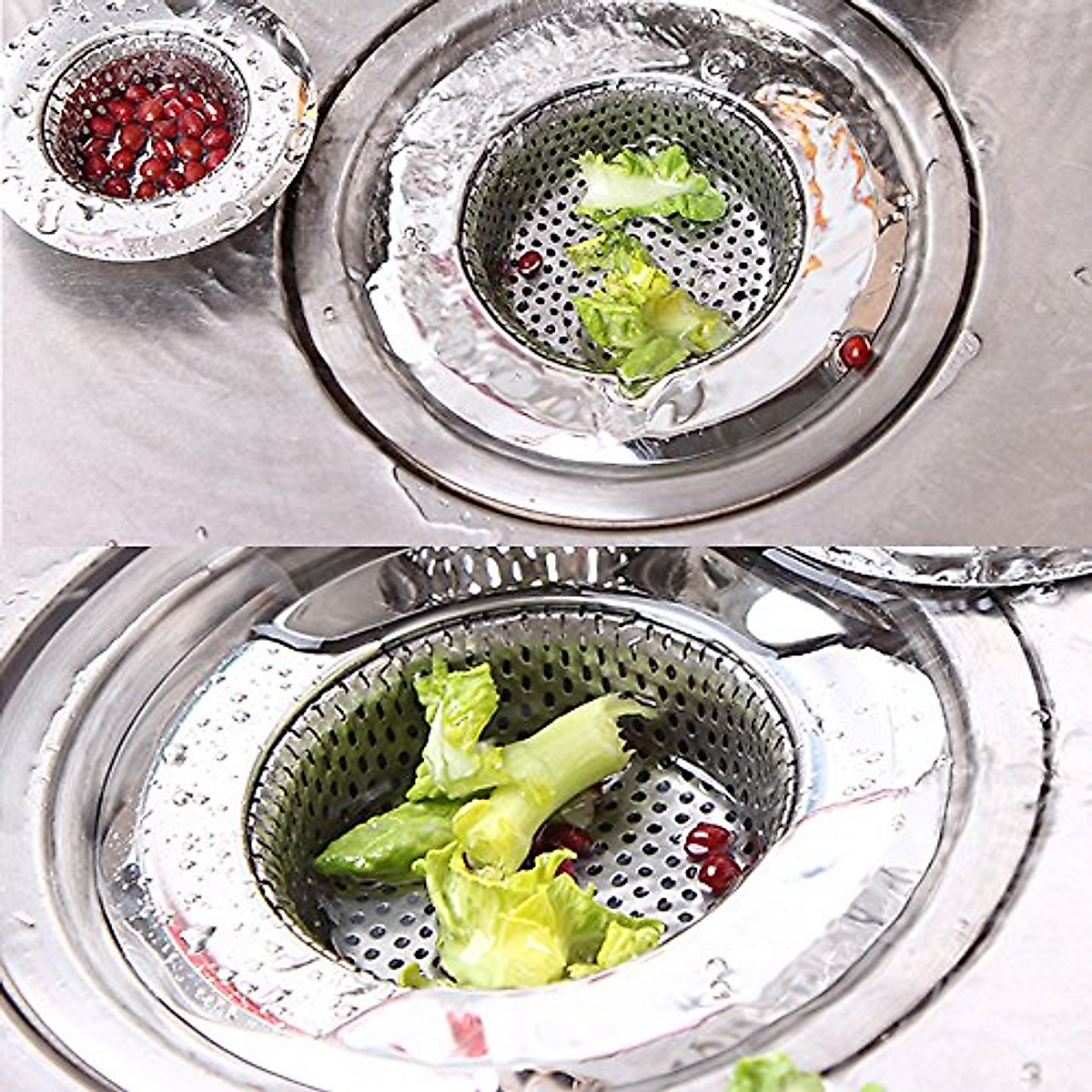 3 Pack Kitchen Sink Strainers, SENHAI 4.3" Diameter Stainless Steel Sink Hole Cover Basket for House Bathroom Kitchen Sinks, Anti-Clogging & Rust-Free & Corrosion-Free