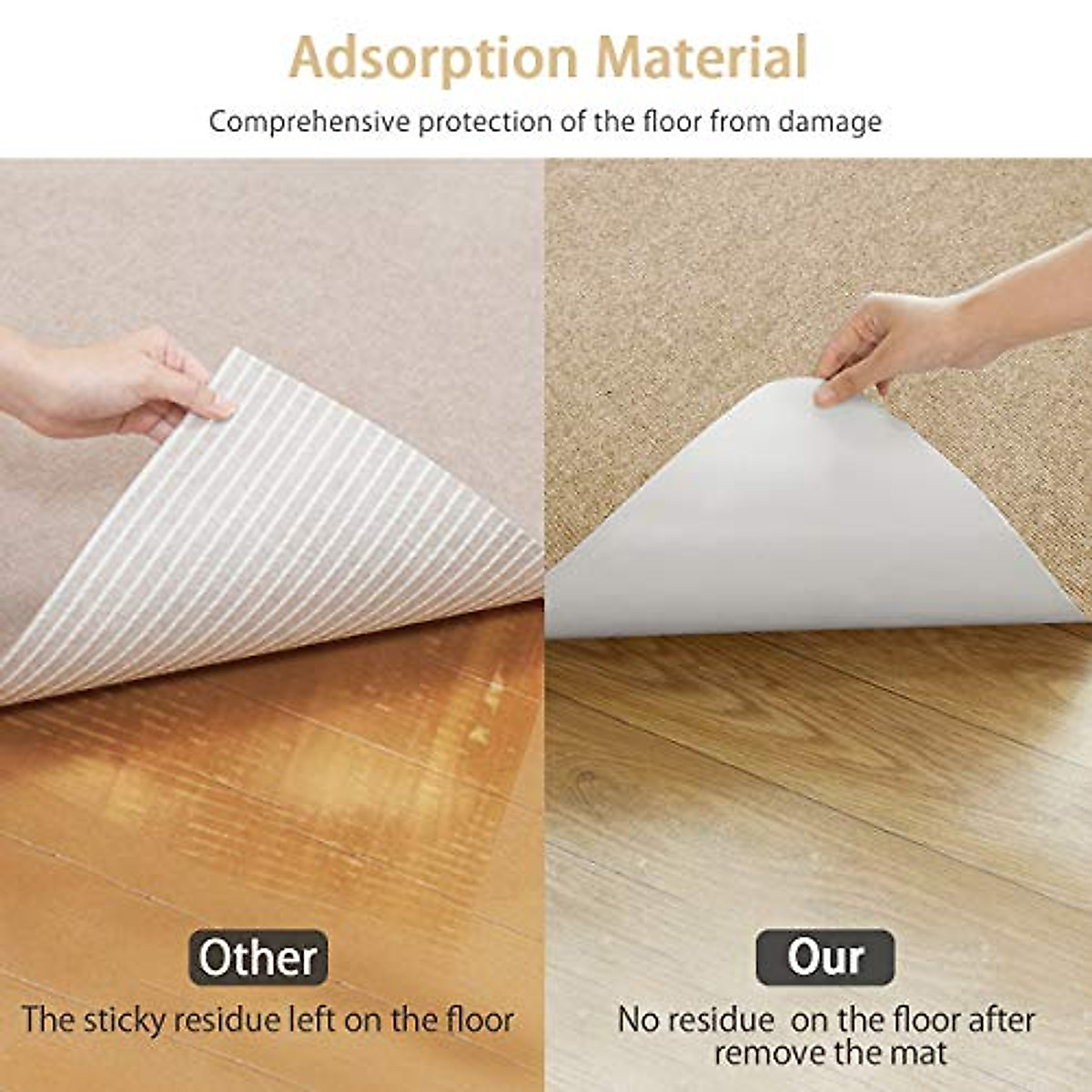 SALLOUS Office Chair Mat, Desk Chair Mat for Hardwood Floors, 0.16" Thick 35"x55" Hard Floor Protector Mat, Indoor Doormat for Entrance, Multi-Purpose Low-Pile Chair Carpet for Home (Beige)