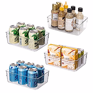 Ettori Fridge Organizer 4Pcs Refrigerator Organizer Bins Clear Plastic Storage Bins for Freezer, Kitchen and Cabinet, BPA Free Organization and Storage