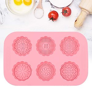 Mooncake Mold, 6 Slots Mooncake Mold, Food Grade Silicone for Cookies Make Good Looking Moon Cakes