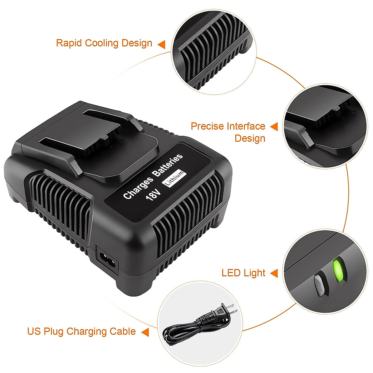 TREE.NB 2 Pack 6.0Ah 18V Battery Replacement for Ridgid Power Tool Battery with 18V Fast Charger Compatible R840087, R840083, R840085, R840086, AC840089, AC840085, AC840086, AC840087P
