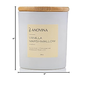 Anovina Vanilla Scented Candle – Hand-Poured in USA, Bamboo Lid & Elegant Gift Box. Candles for Home & Scented Candle Gifts for Someone You Love – A Perfect Valentine's Gift!