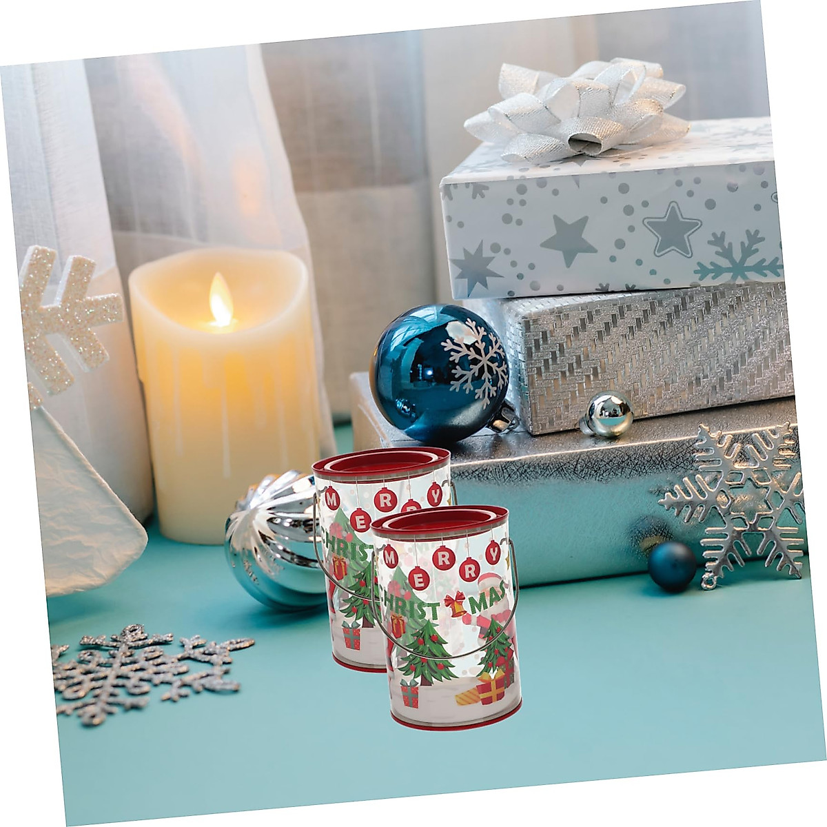 NOLITOY 8pcs Portable Cylinder Cookie Boxes Plastic Cookie Jar Sealed Containers for Food Pantry Sugar Jars Christmas Biscuit Tins Tinplate Lid Canister for Candy Mini Pvc