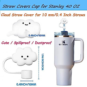 4PCS Straw Cover for Stanley 40 OZ Tumbler, Cloud Silicone Straw Covers for Stanley Cup, 10mm Straw Topper Cute Straw Protector for tumblers for Stanley Cup Accessories
