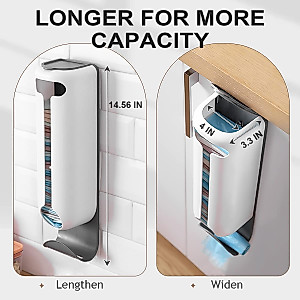 Plastic Bag Holder Wall Mount Adhesive, Grocery Bag Holder and Dispenser for Plastic Bags Home Kitchen Shopping Bags Carrier, White